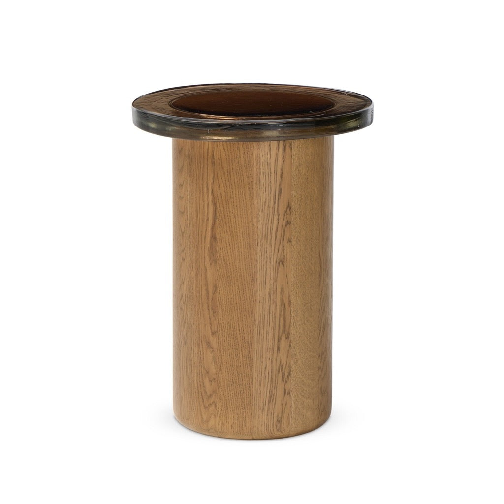Four Hands Shira Small End Table - Smoked Brown Cast Glass – Artesanos ...