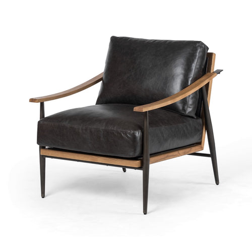 Bauer Black Leather Chair | Four Hands – Artesanos Design Collection