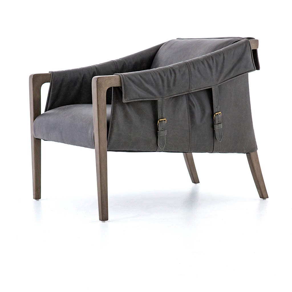 Bauer Black Leather Chair | Four Hands – Artesanos Design Collection