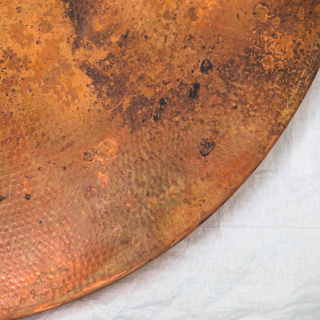 Handcrafted Hammered Copper Round Tabletop - Natural Patina w/ Spots ...