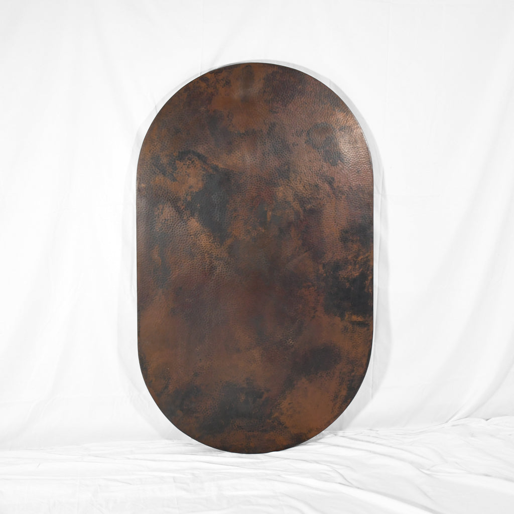 Hammered Copper Tabletop - Capsule Shape w/ Dark Natural Patina ...