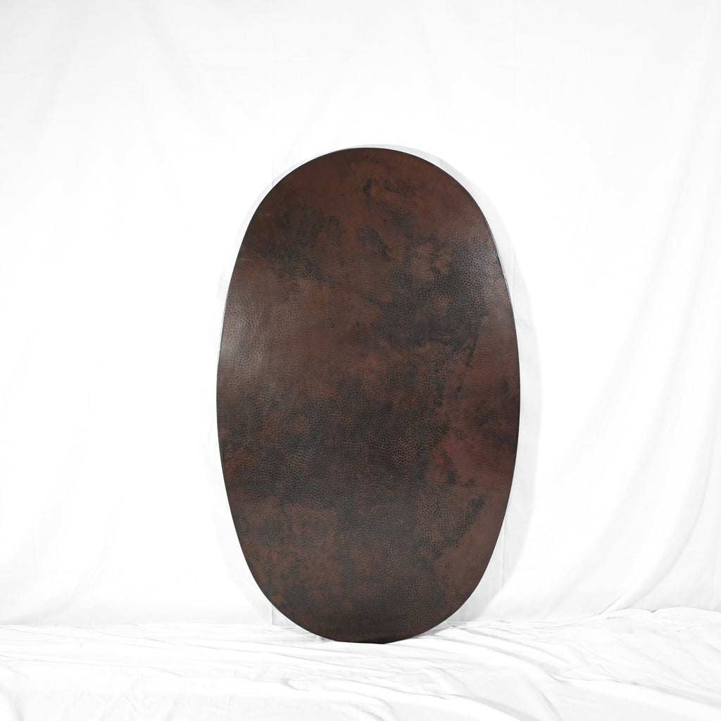 Oval Copper Table - Hammered Texture & Dark Brown Patina Finish ...
