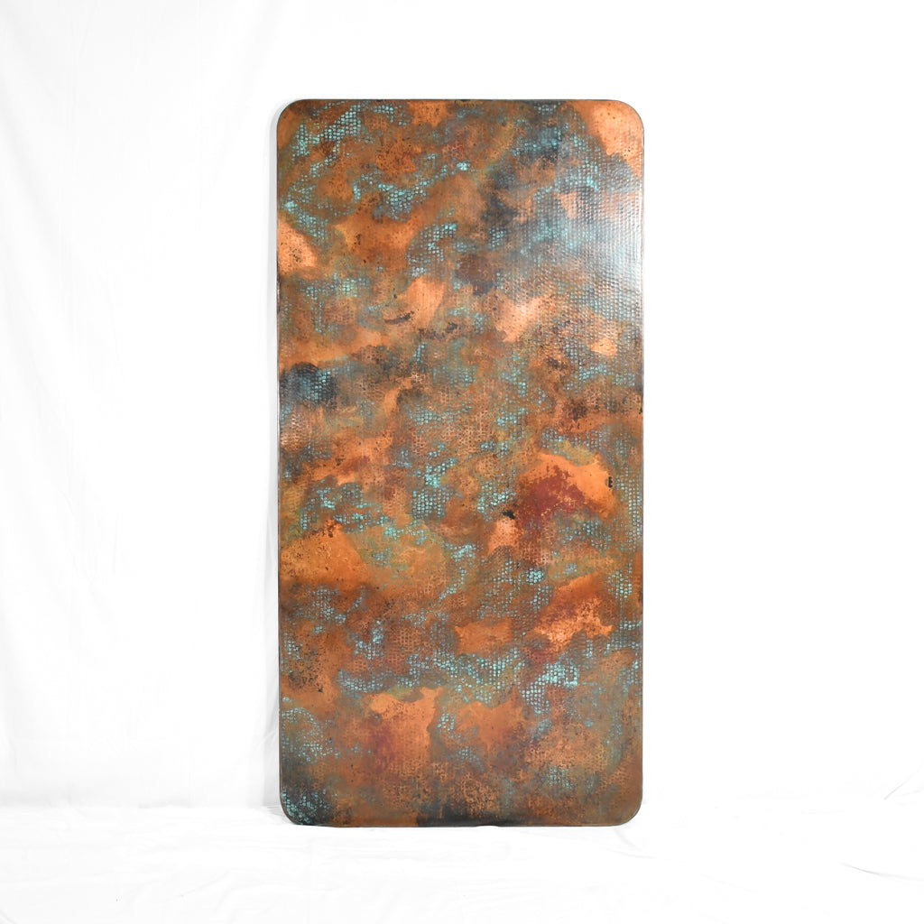 Rectangle Copper Tabletop - Hammered Texture & Verdegris Patina ...