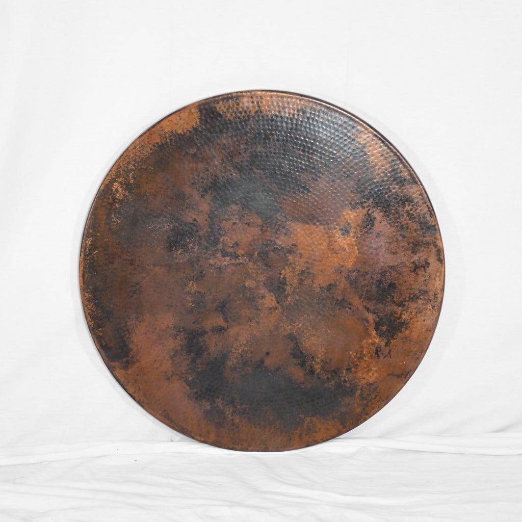 Round Copper Tabletop with Hammered Texture & Dark Natural Finish ...