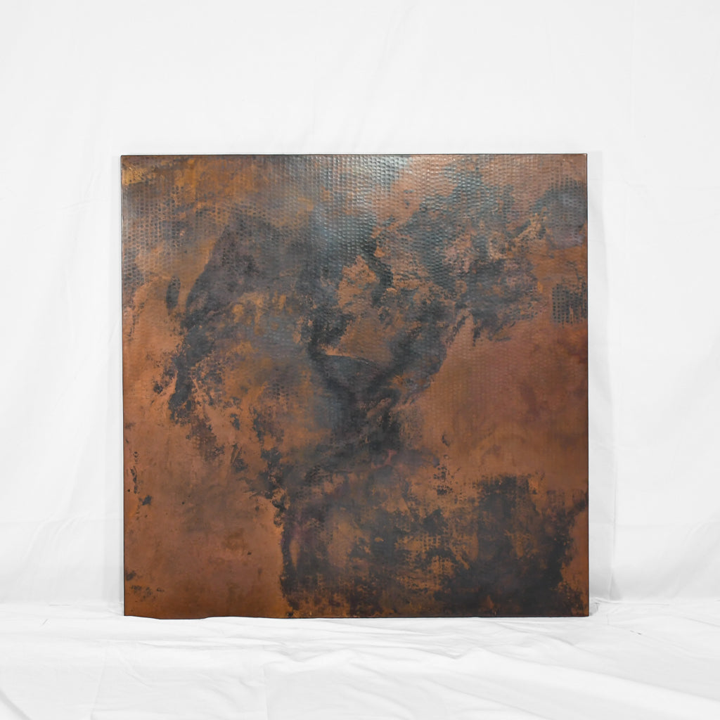 Square Copper Tabletop - Dark Natural Finish with Hammered Texture ...