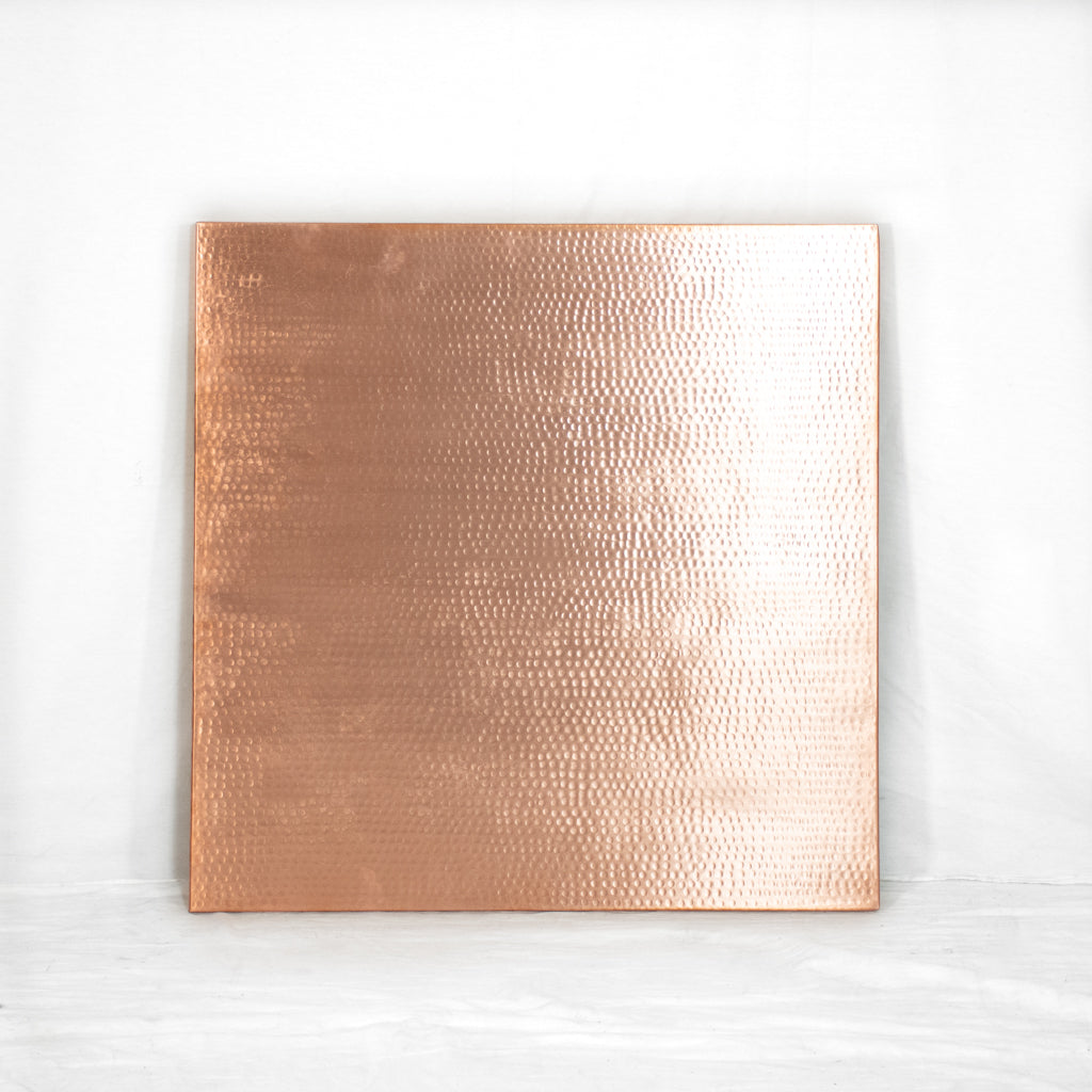 Square Copper Tabletop - Dark Brown Finish with Hammered Texture ...