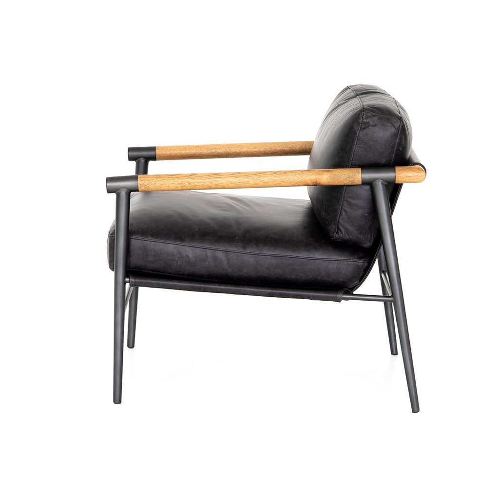 Rowen Black Leather Lounge Chair | Four Hands – Artesanos Design Collection