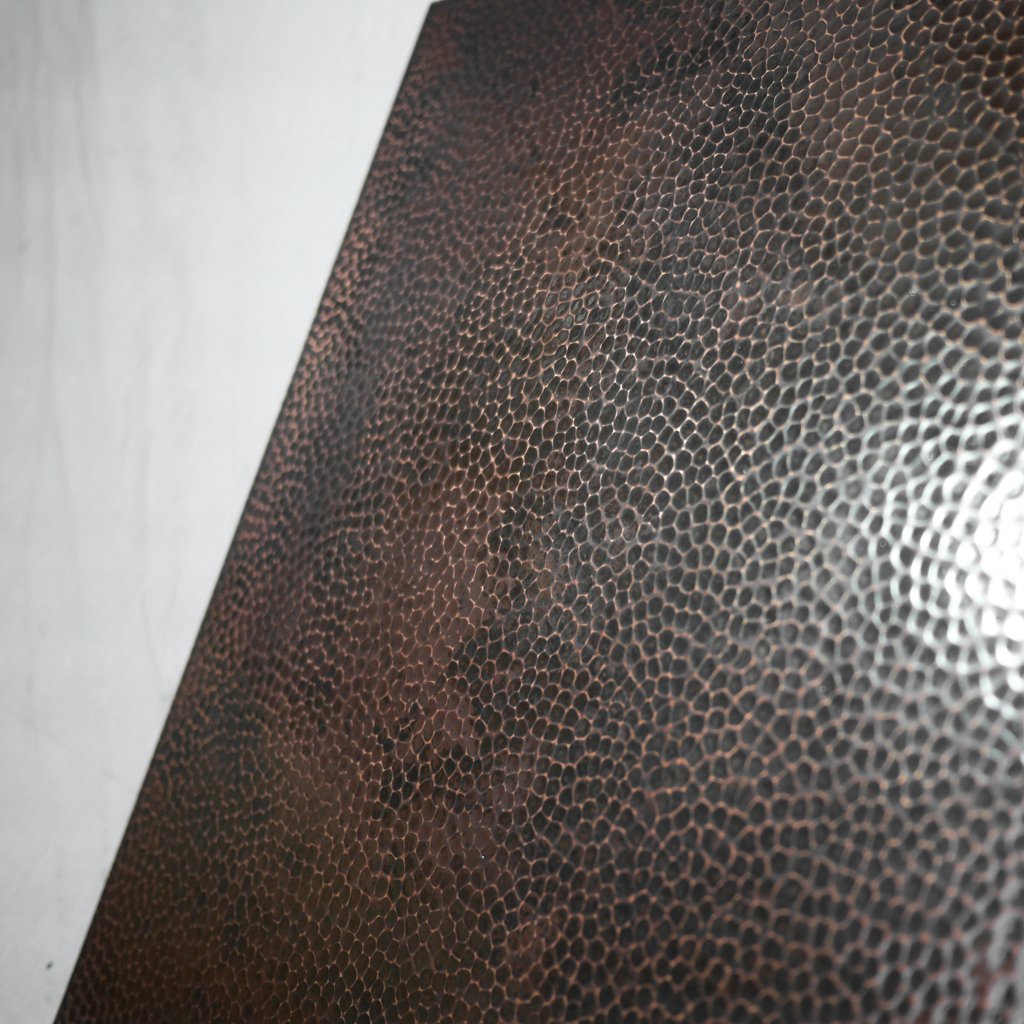 Square Copper Tabletop - Dark Brown Finish with Hammered Texture ...
