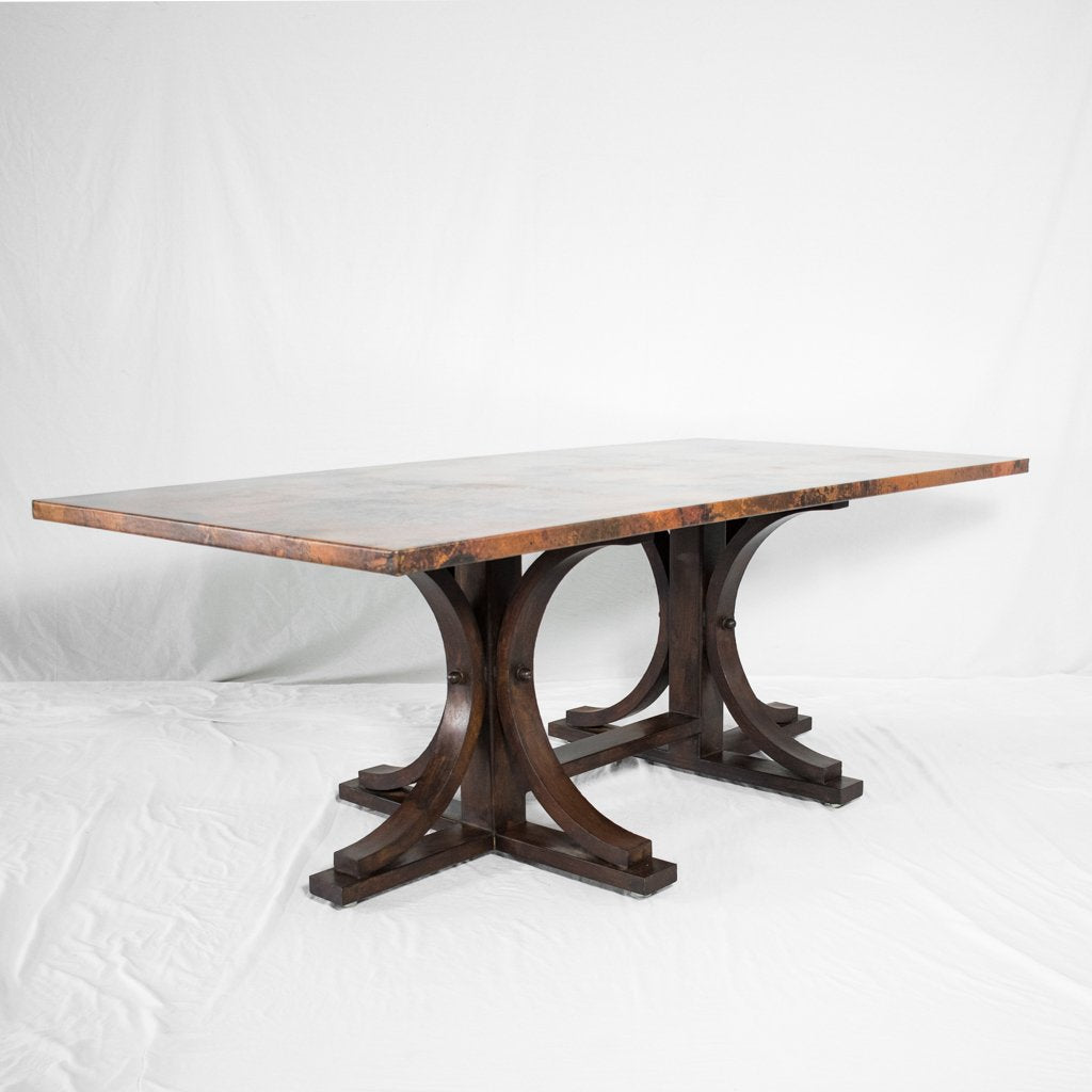 Vestal Long Copper Dining Table - Natural Copper top & Iron Base ...